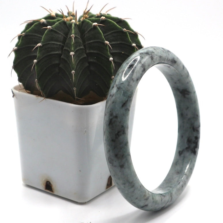 Undyed Jade Bangle | Premium Grey Bangle (61mm) | Mandalay Jade